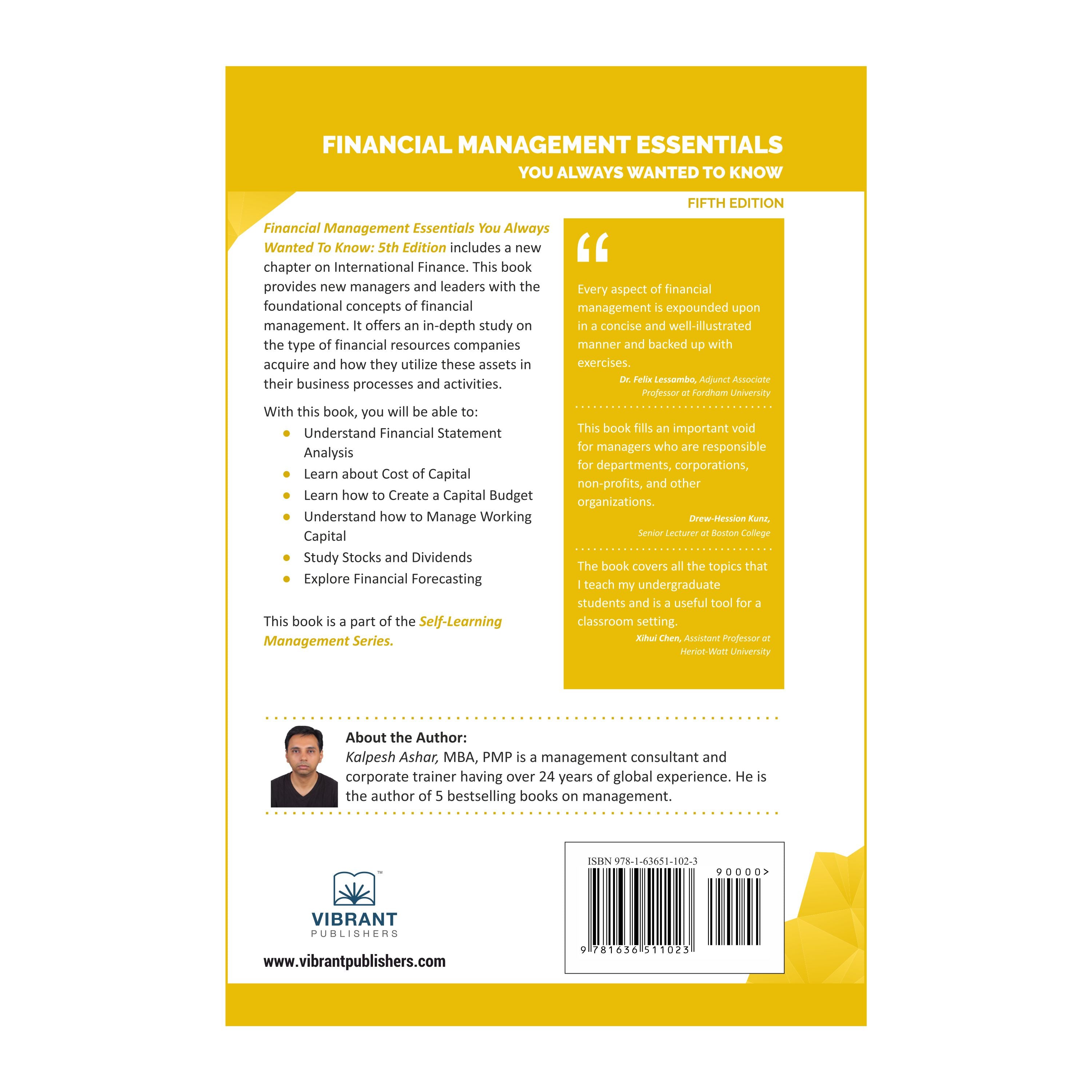 Financial Management Essentials (5th Edition) | Vibrant Publishers ...