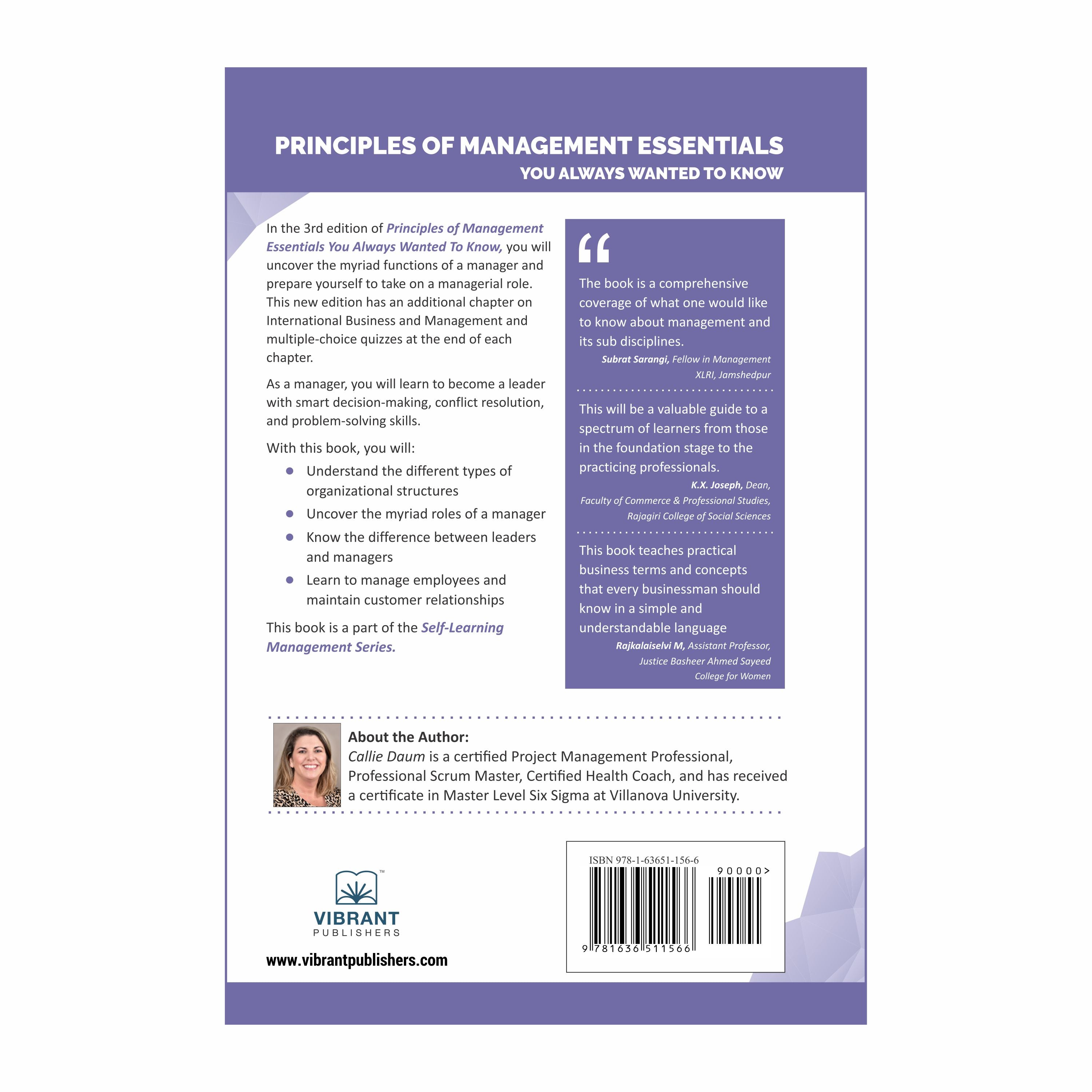 Principles of Management Essentials You Always Wanted to Know – Vibrant Publishers LLC